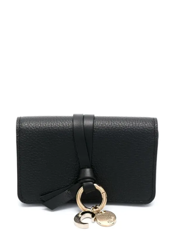 Chloé Alphabet Trifold Leather Wallet - Black