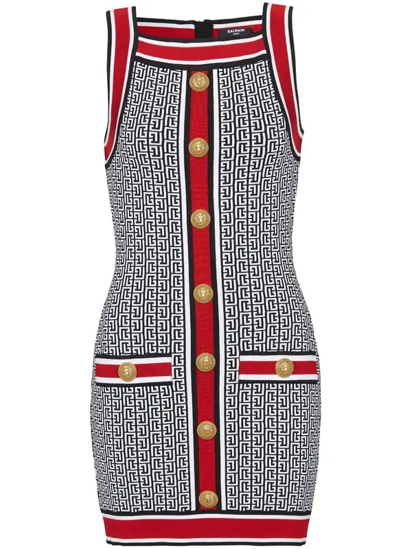Balmain Button-embellished Monogram Minidress