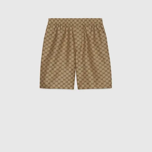 Gucci Gg Supreme Linen Shorts - Brown