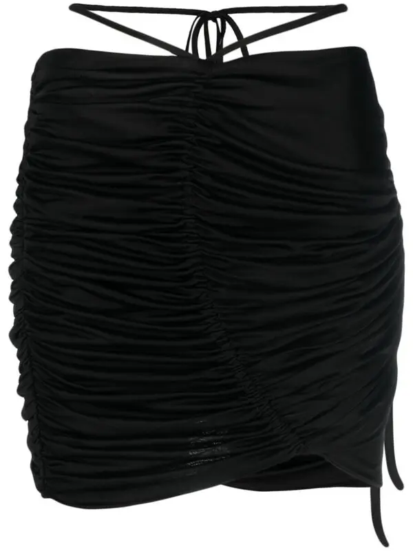 ANDREĀDAMO Cut-out Draped Miniskirt - Black