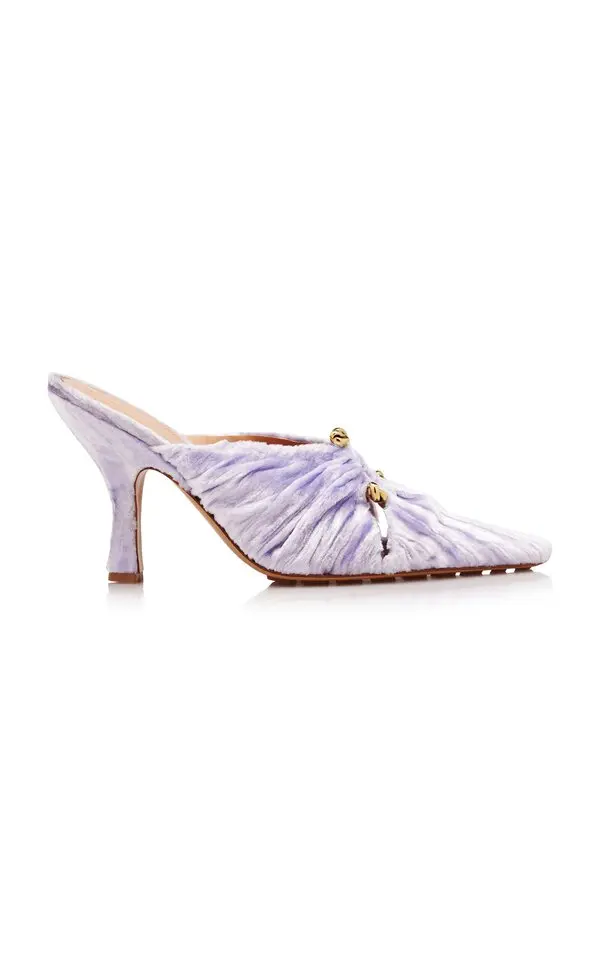 Bottega Veneta Velvet Pointed-toe Mules - Purple