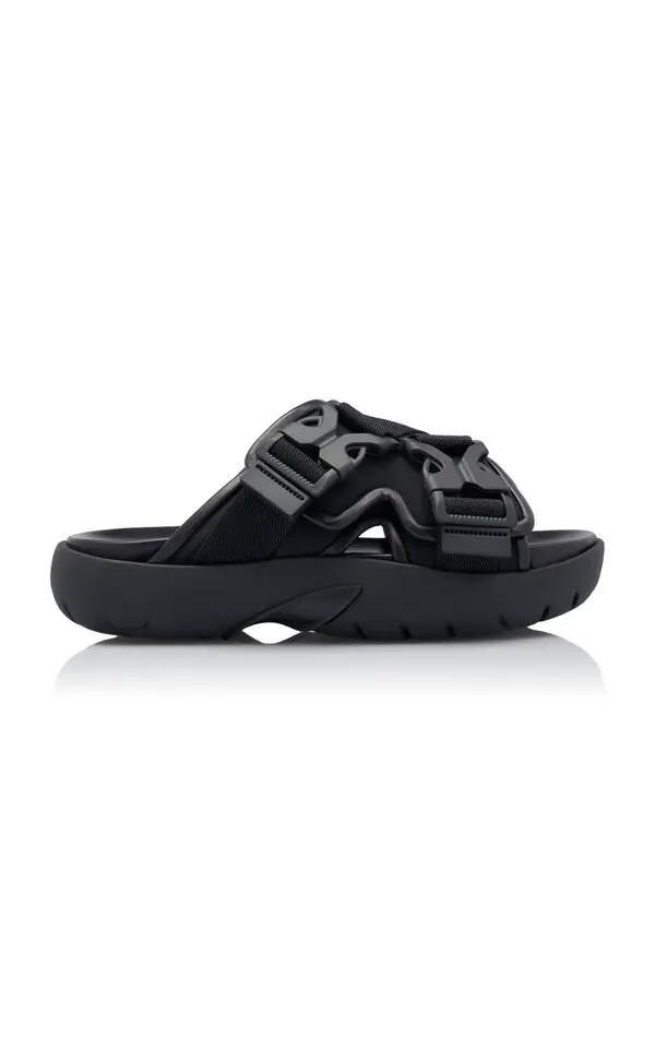 Bottega Veneta Nylon Webbed Slide Sandals - Black