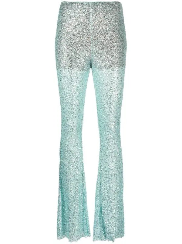 SELF-PORTRAIT Sequin-embellished Mesh Trousers