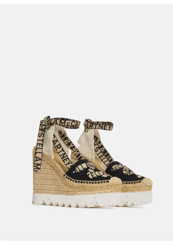 Stella McCartney Gaia Platform Espadrille Wedges - Black