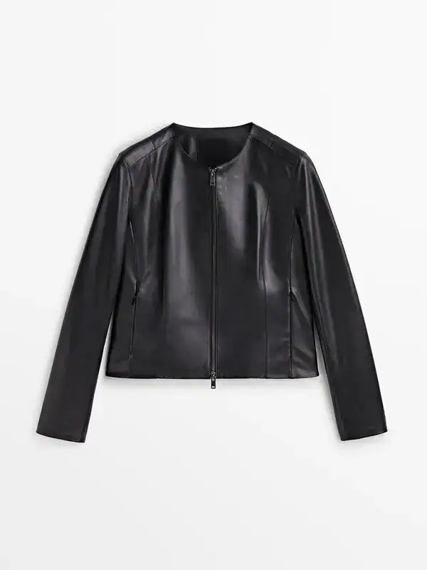 Massimo Dutti Nappa Leather Jacket - Black | Editorialist