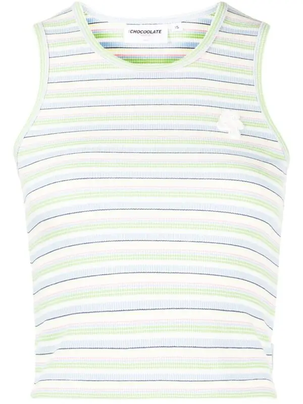 CHOCOOLATE Logo-patch Striped Tank Top