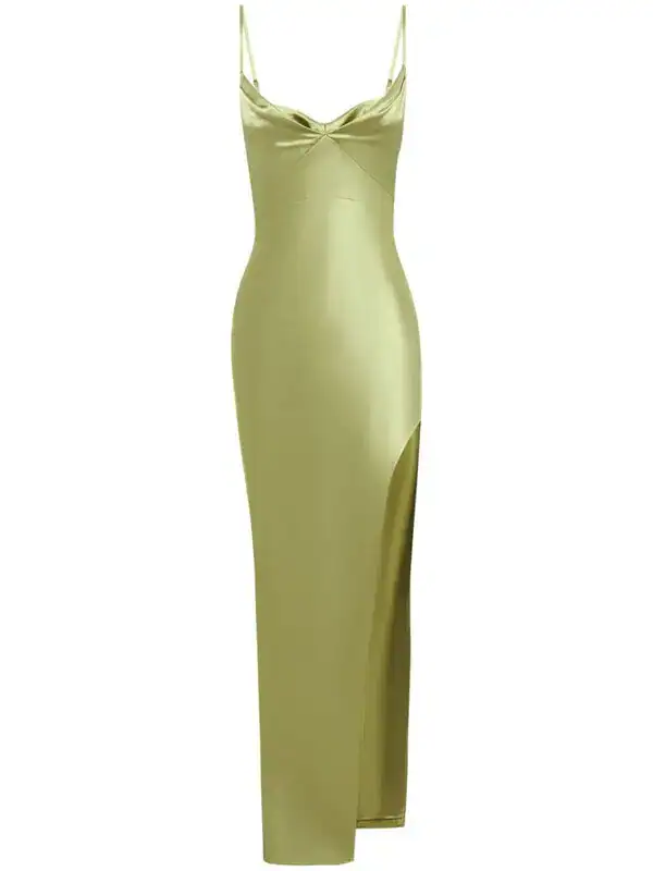 light green occasion dress Wedtrend Women Light Green Chiffon Long Bridesmaid Dress A-Line Square Neck  Tiered Wedding Party Dress – WEDTREND main image 1