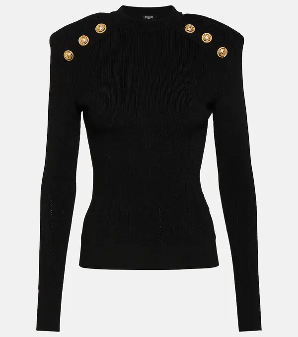 Balmain Embellished Knit Sweater - Black