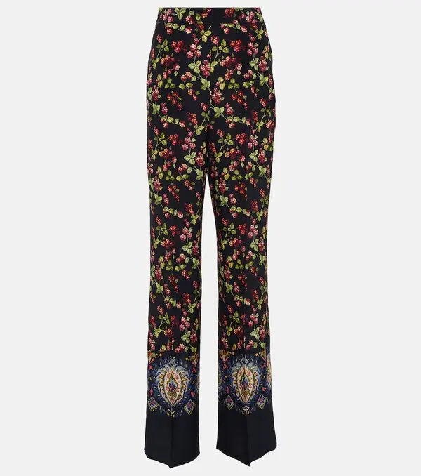Etro Printed High-rise Silk Pants