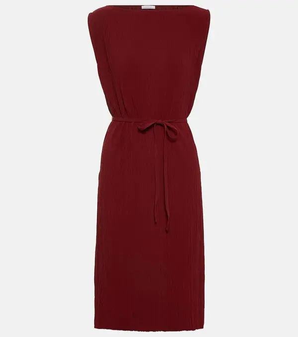 Max Mara Teulada Pleated Jersey Dress - Red