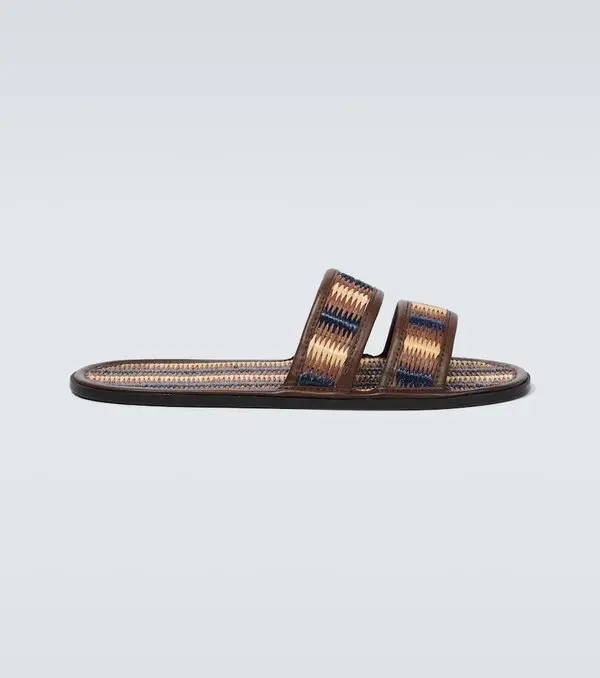 BODE Duotone Leather-trimmed Slides - Multicoloured