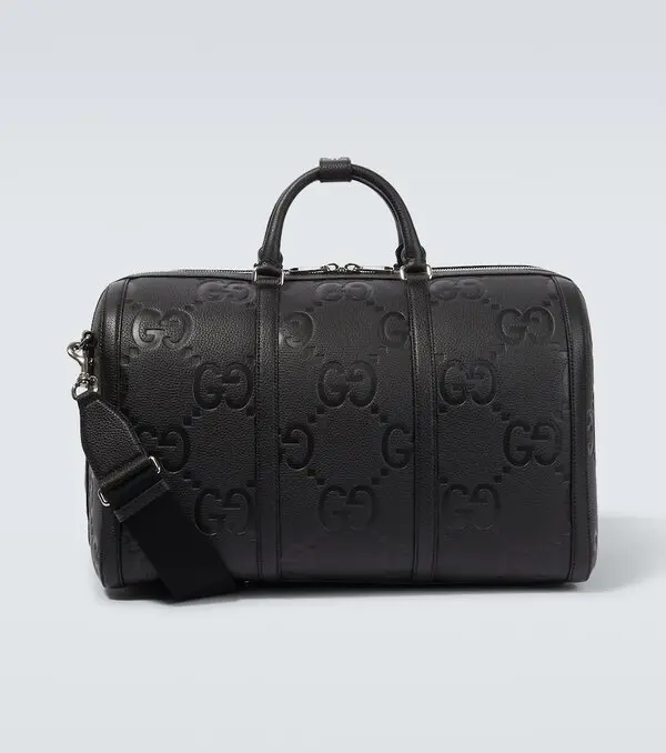 Gucci Jumbo Gg Leather Travel Bag - Black