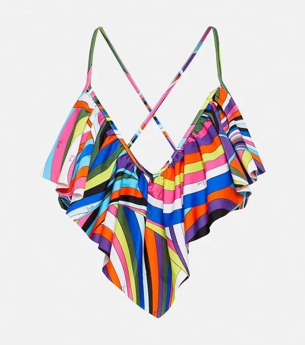Emilio Pucci Iride Ruffled Bikini Top