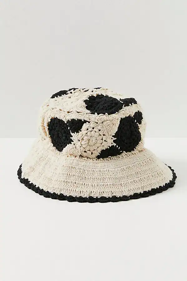 Stylish Black Crochet Bucket Hat with Contrast Trim Anna-Kaci Women main image 4