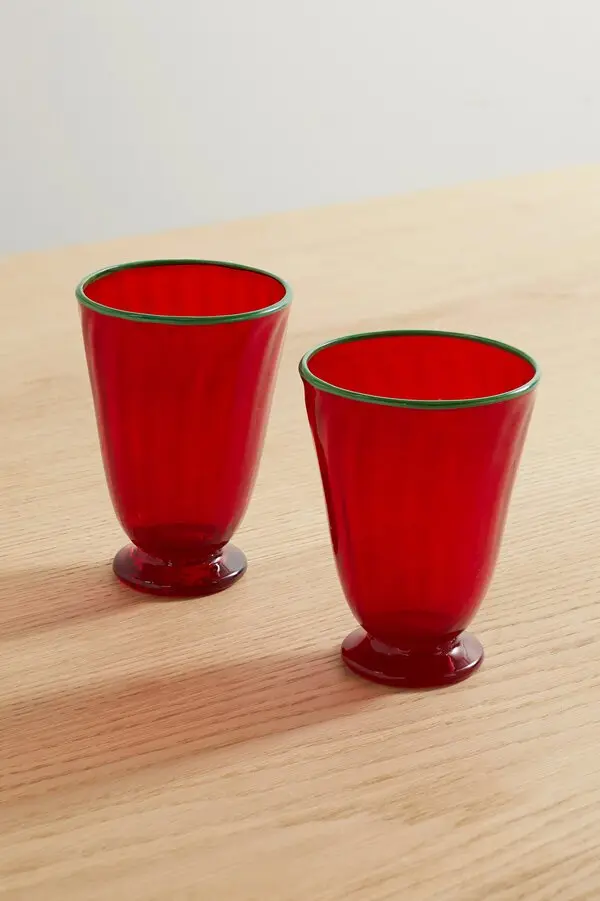 La DoubleJ Rainbow Set Of Two Murano Glasses - Red