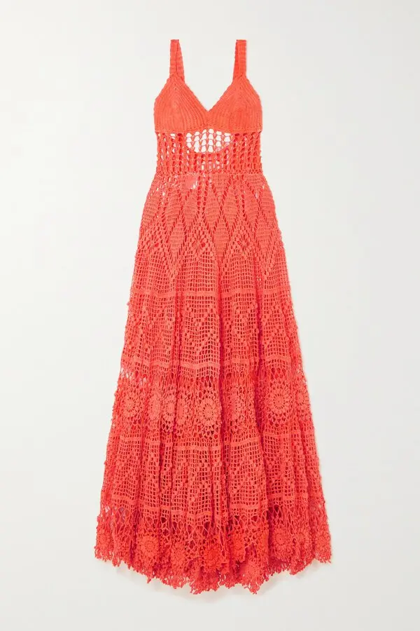 strapless open back dress Sleeveless Crochet Open Back Maxi Dress L.Brown / M main image 1