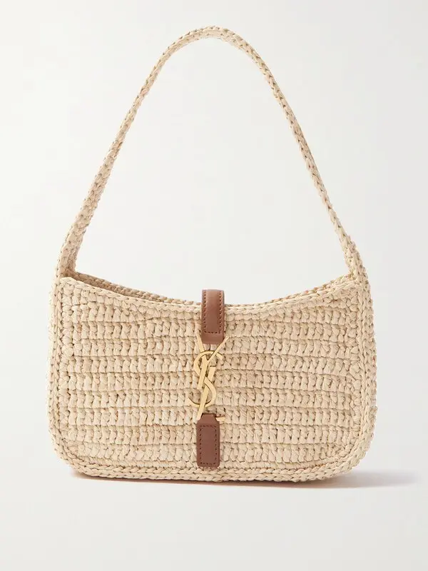 Saint Laurent Le 5 À 7 Raffia Shoulder Bag - Neutrals