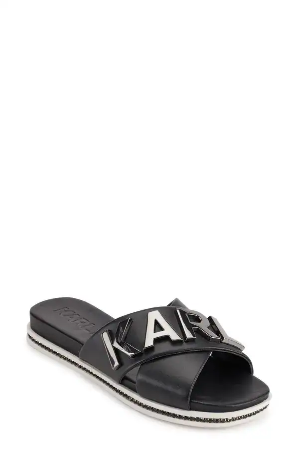 Karl Lagerfeld Paris Janie Crisscross Slide Sandal Black