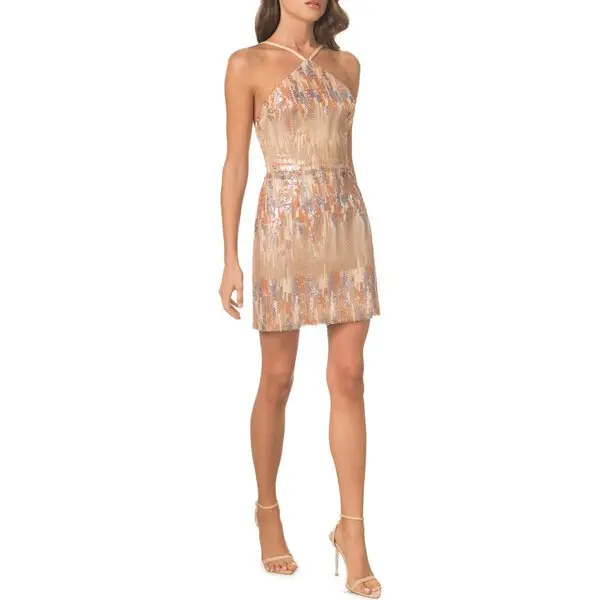 dress the population gold sequin mini dress Raina Dress – Dress the Population main image 0