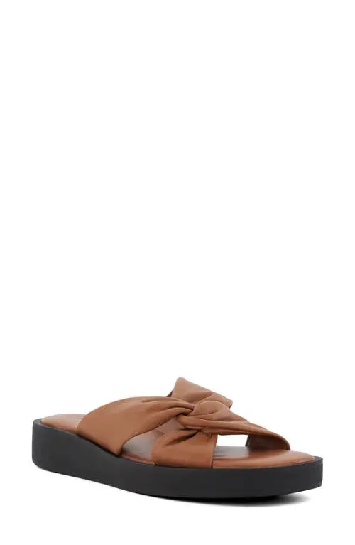 Dune London Lizo Leather Slide Sandal - Tan