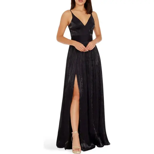 Dress The Population Danae Crinkle A-line Gown - Black