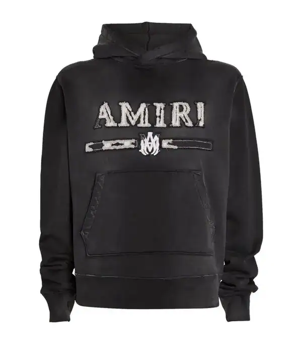 Amiri Distressed Bar-Logo Hoodie In Black - 59% Off | Editorialist
