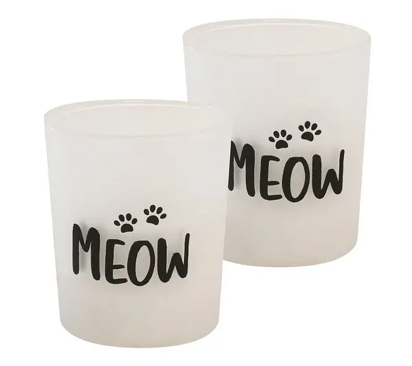 LUMABASE Battery Operated Meow Glass Led Candle S Set Of 2
