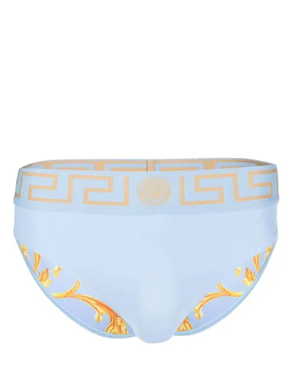 Buy Versace Swim Brief With Signature Greca Motif In Light- Technical ...