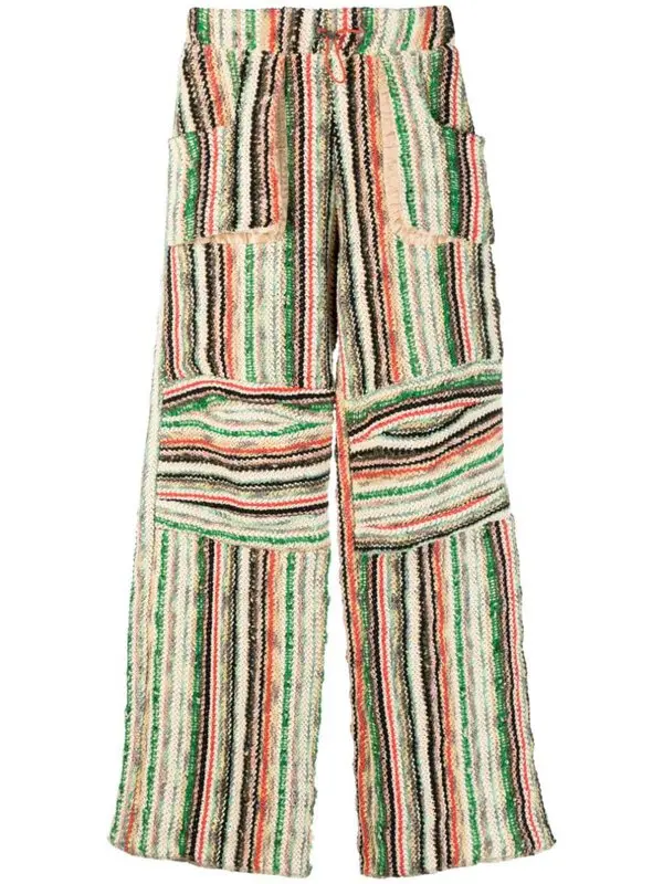 VITELLI Patched Stripe-print Trousers - Multicolour