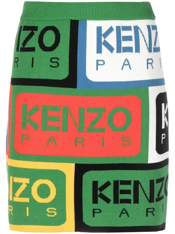 Buy Kenzo Label Cotton Mini Skirt - Multicolour At 33% Off | Editorialist