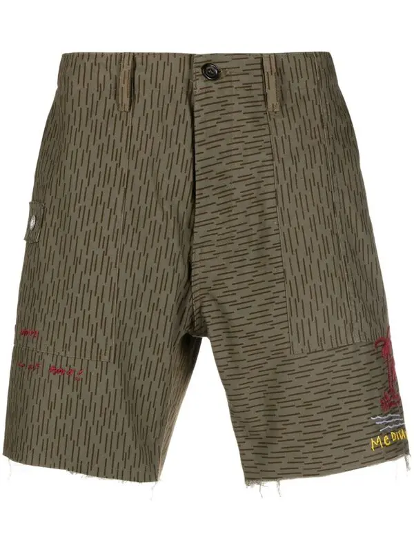 President's Camouflage Print Cotton Shorts - Brown