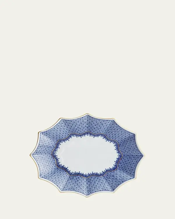 MOTTAHEDEH Lace 12-sided Lobed Large Tray - Blue
