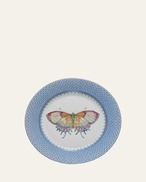 MOTTAHEDEH Cornflower Lace Dessert Plate With Butterfly Center - Lt. Blue