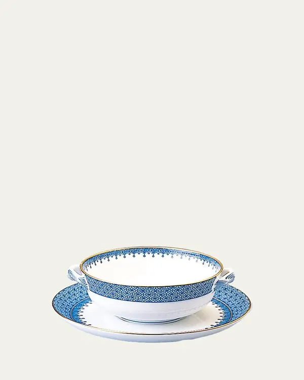 MOTTAHEDEH Lace Cream Soup Bowl & Saucer Plate