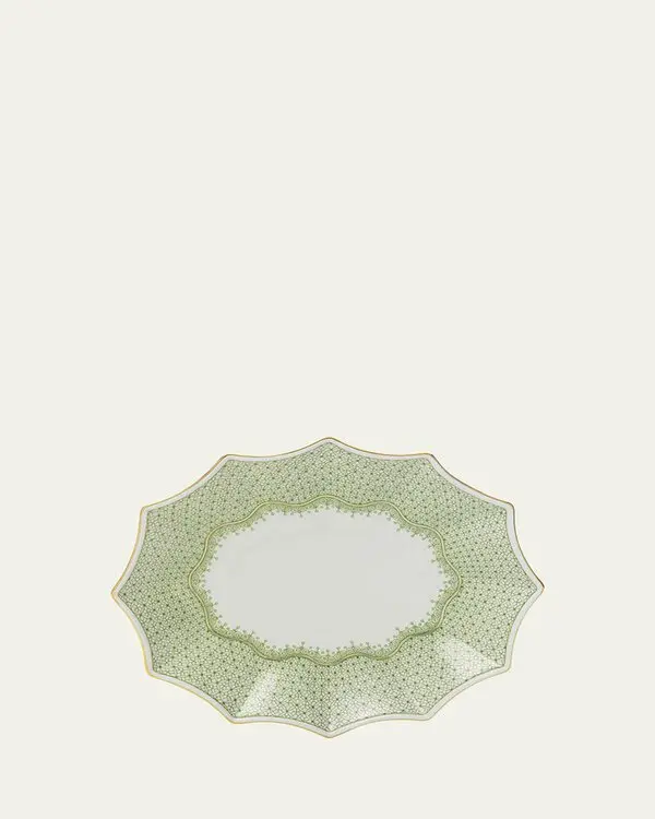 MOTTAHEDEH Apple Lace 12-sided Lobed Medium Tray - Lt. Green