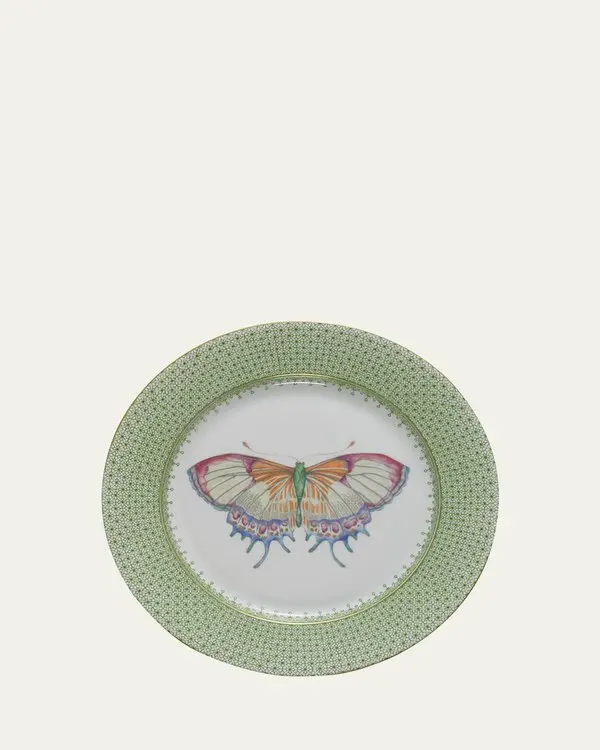 MOTTAHEDEH Apple Lace Dessert Plate With Butterfly Center - Lt. Green