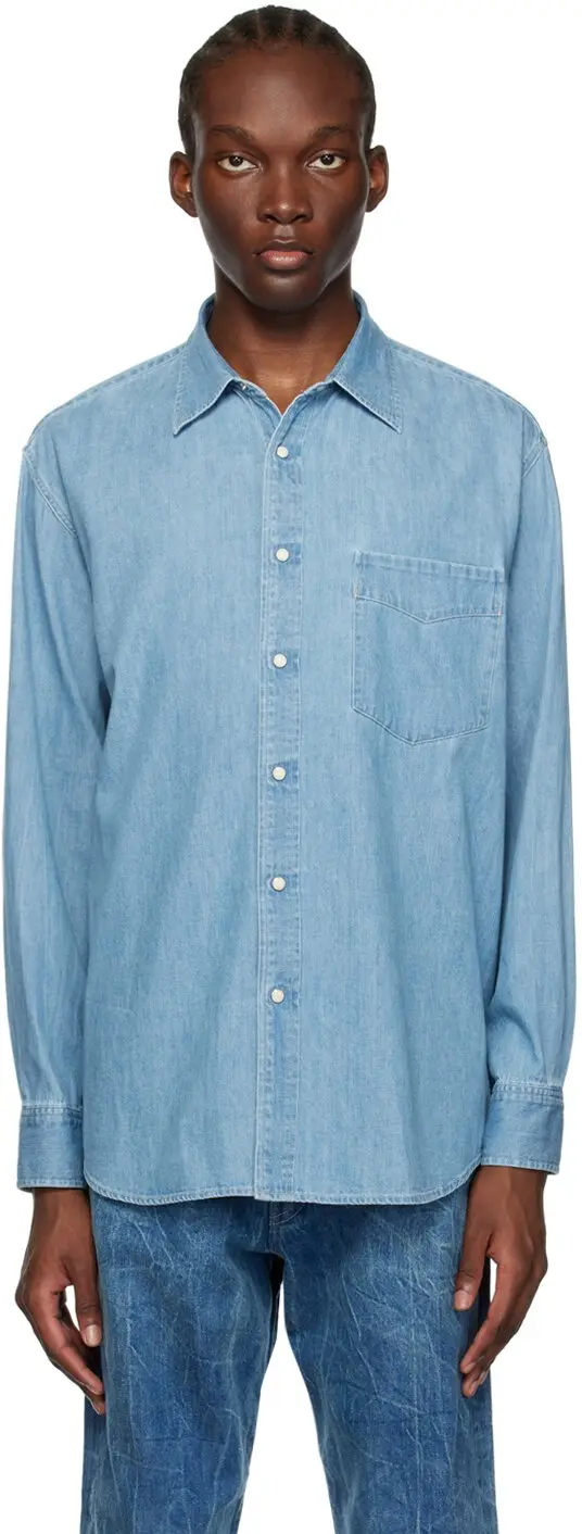Auralee Blue Super Light Denim Shirt In Denim Indigo - 46% Off  