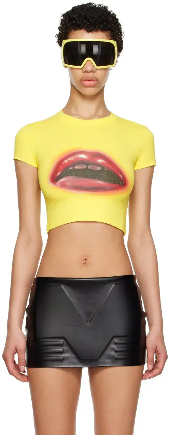 Mowalola Yellow Lips T-Shirt In 1590 Illuminating - 30% Off 