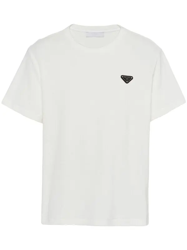 Prada Triangle-logo Terry T-shirt - White