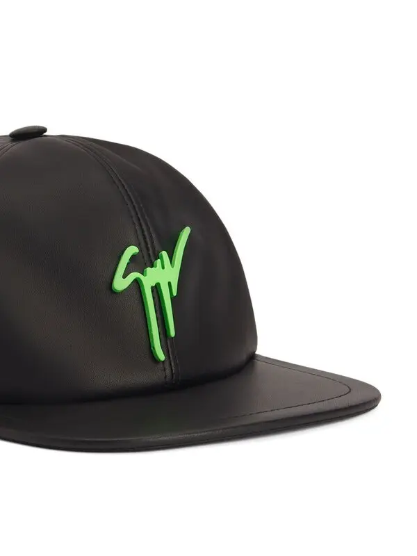 GIUSEPPE ZANOTTI Cohen Leather Baseball Cap - Black