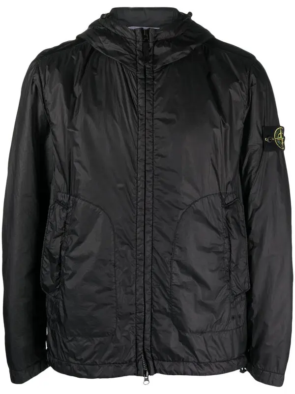 Stone Island Logo-patch Hooded Jacket - Black