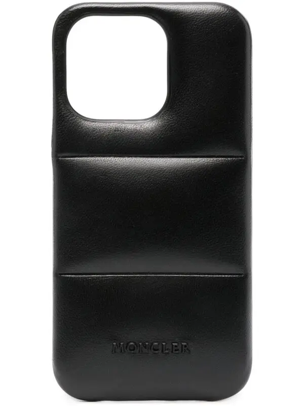 Moncler Embossed-Logo Leather Iphone 13 Case - Black | Editorialist