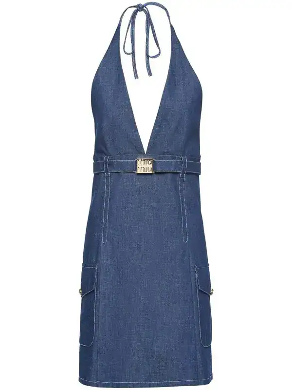 miu miu denim dress Miu Miu Denim Halterneck Dress - Blue