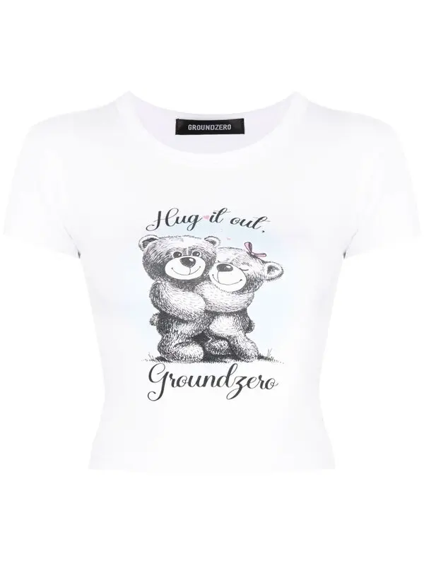 GROUND ZERO Slogan-print Cropped T-shirt