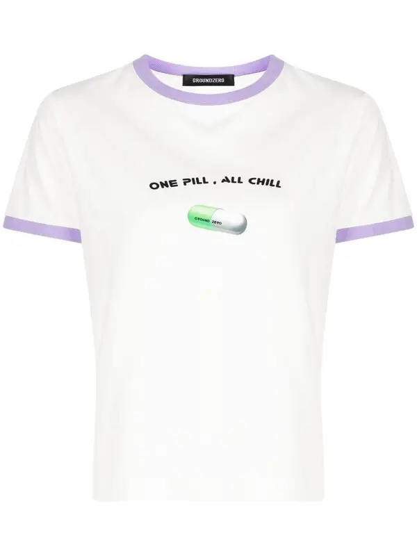 GROUND ZERO Slogan Print T-shirt - White