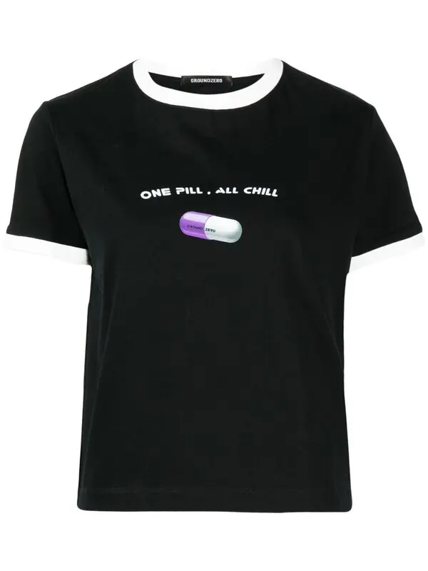 GROUND ZERO Graphic-print Cotton T-shirt - Black