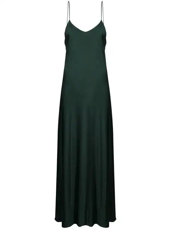 Saint Laurent Open-Back Pleated Axi Dress - Green | Editorialist
