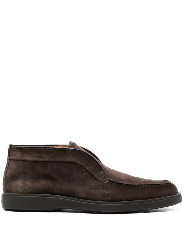 Santoni Desert Suede Slip-on Boots - Brown