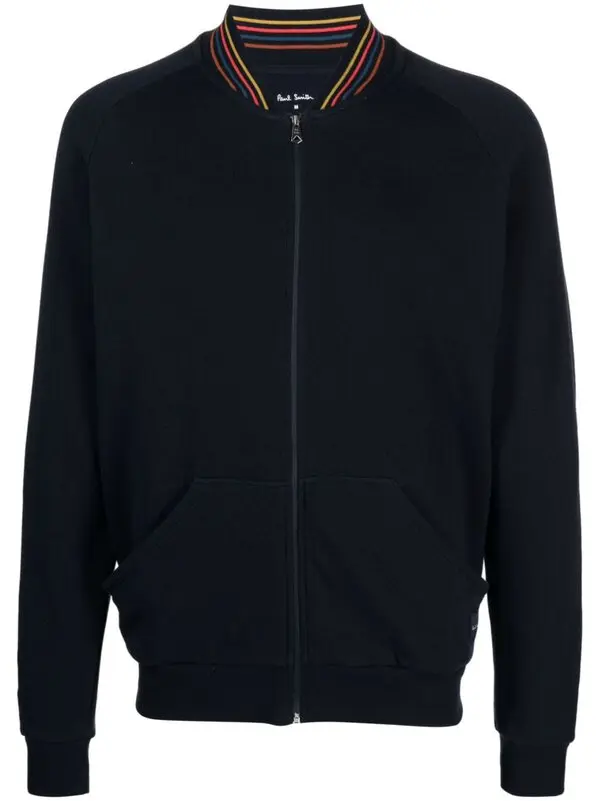 Paul Smith Stripe-detail Cotton Jacket - Blue