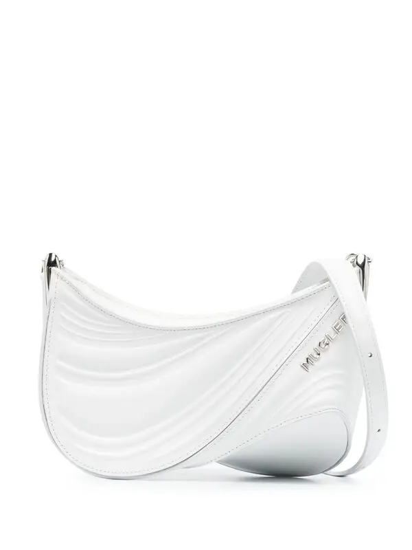 MUGLER Small Spiral Curve 01 Embossed Crossbody Bag - White
